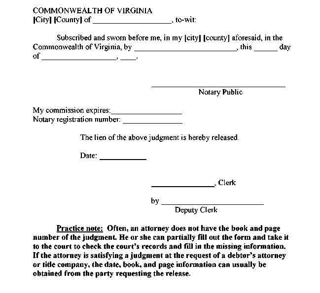 Appendix 7-49 Authority to Clerk of Court to Release Docketed Judgment ...