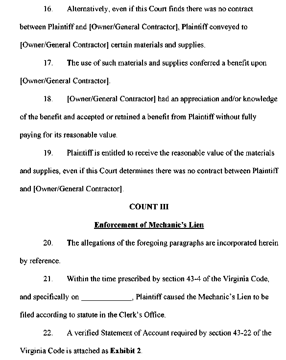 Appendix 18-8 Complaint to Enforce Mechanic's Lien - vLex United States