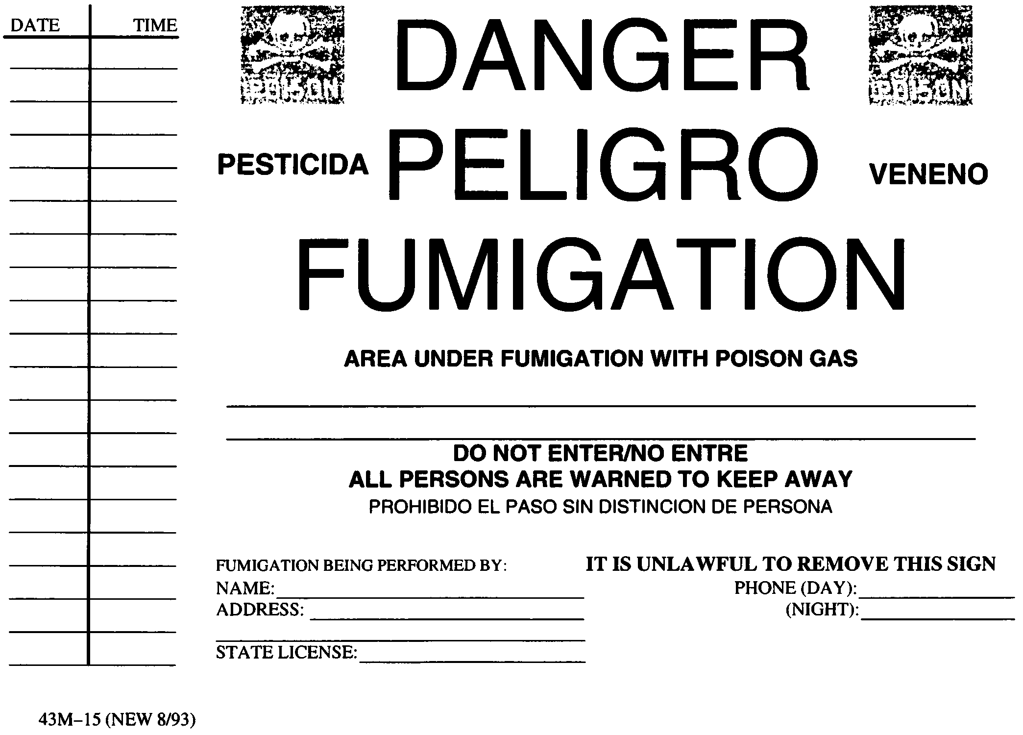§ 1974 - Fumigation Warning Signs. | State Regulations | US Law | LII ...